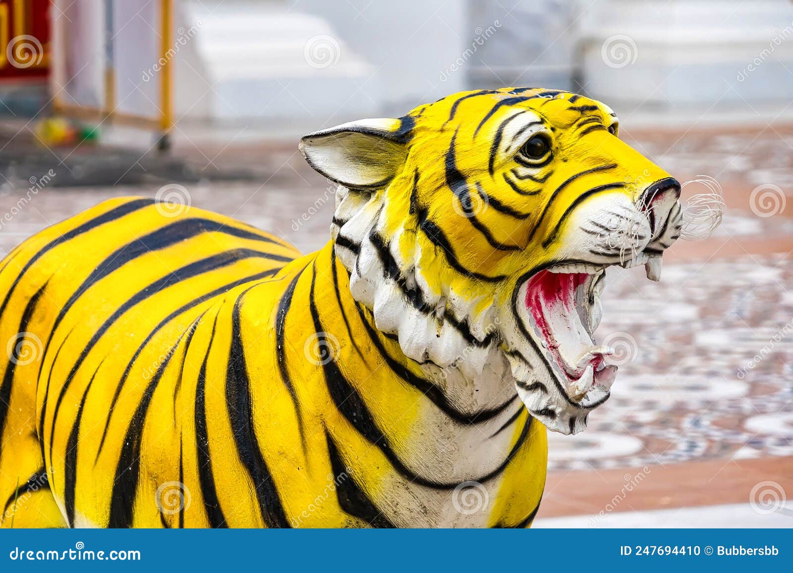 Tiger Statue in a Temple in Thailand Stock Photo - Image of figure ...