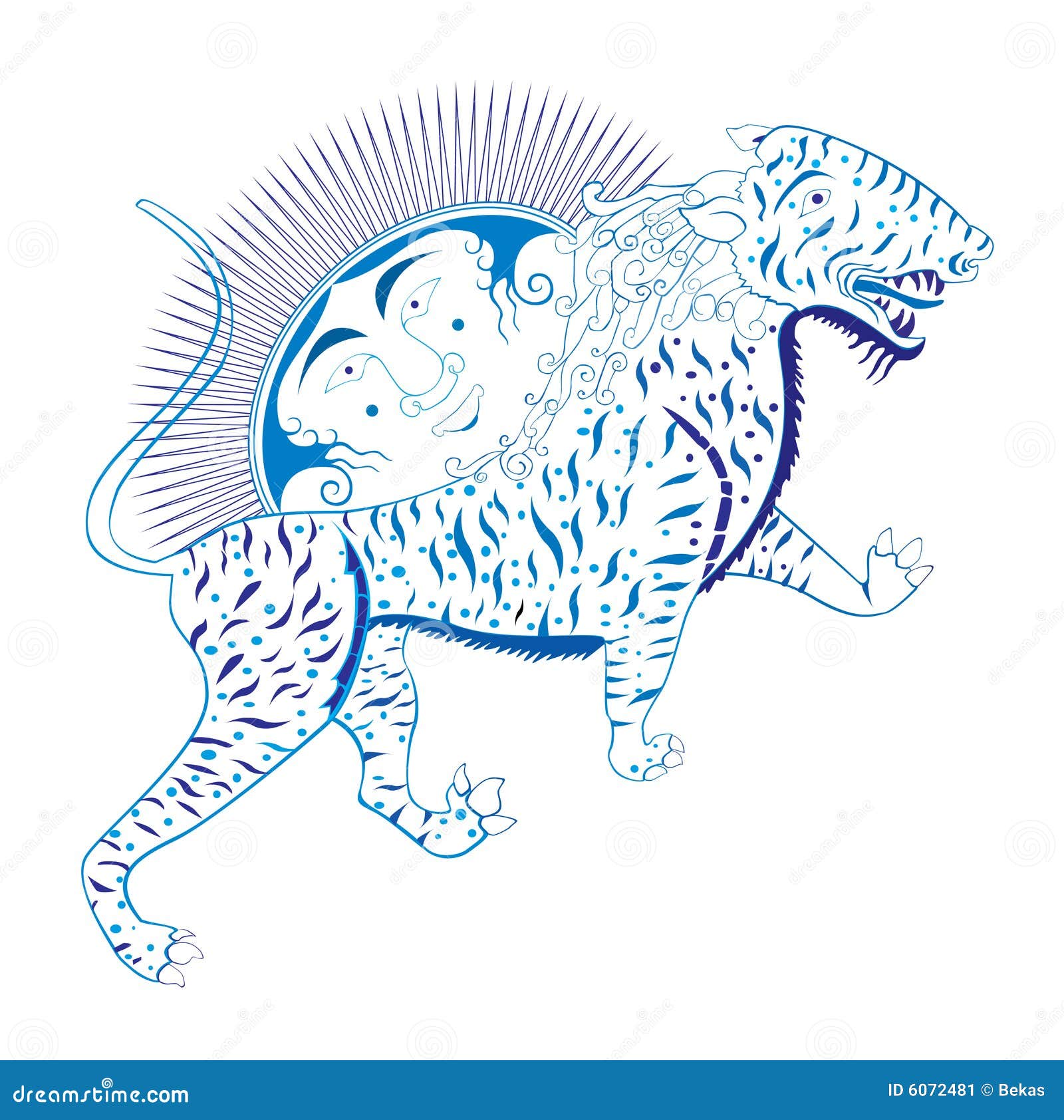 Tiger sun stock vector. Illustration of claws, rays, blue - 6072481