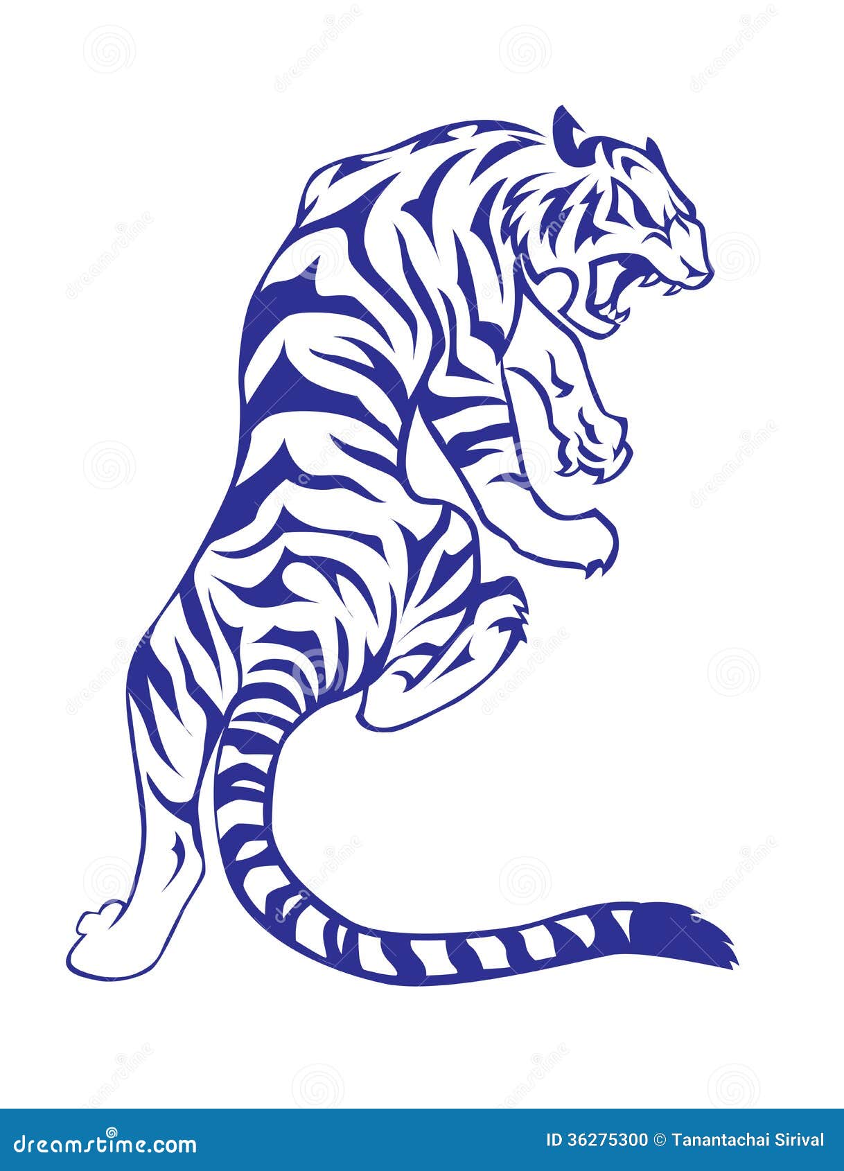 Tiger Tattoo Executed In The Cartoon Style Stock Photo | CartoonDealer ...