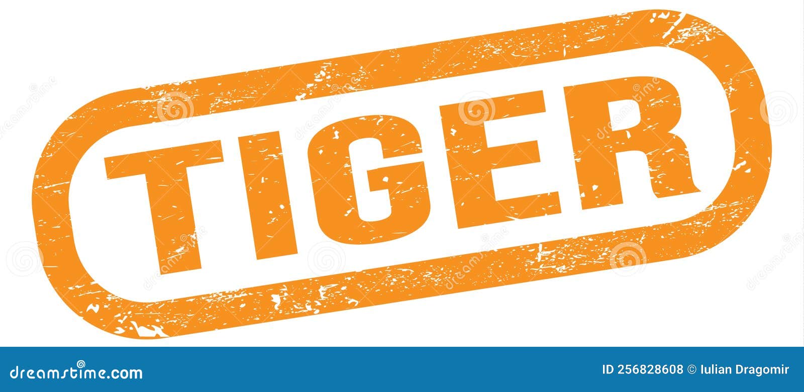TIGER, Text on Orange Rectangle Stamp Sign Stock Illustration ...