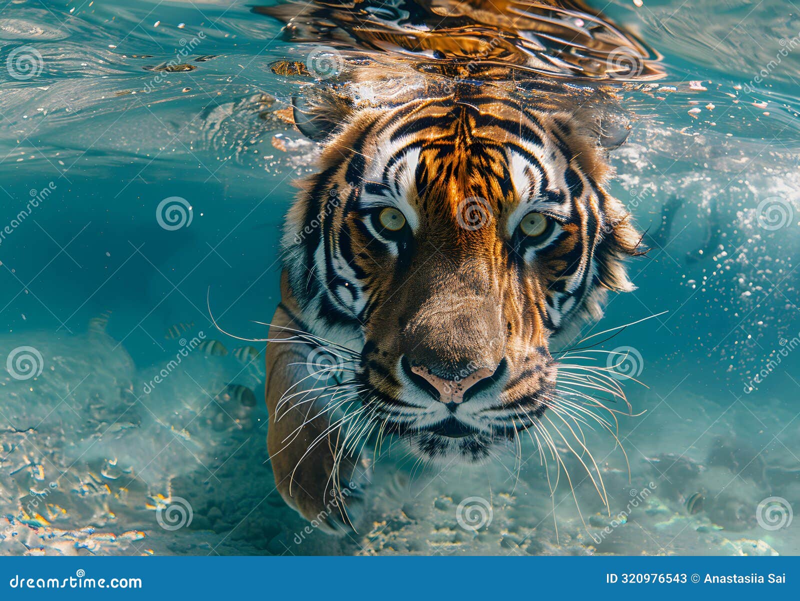 A tiger underwater stock image. Image of jungle, background - 320976543