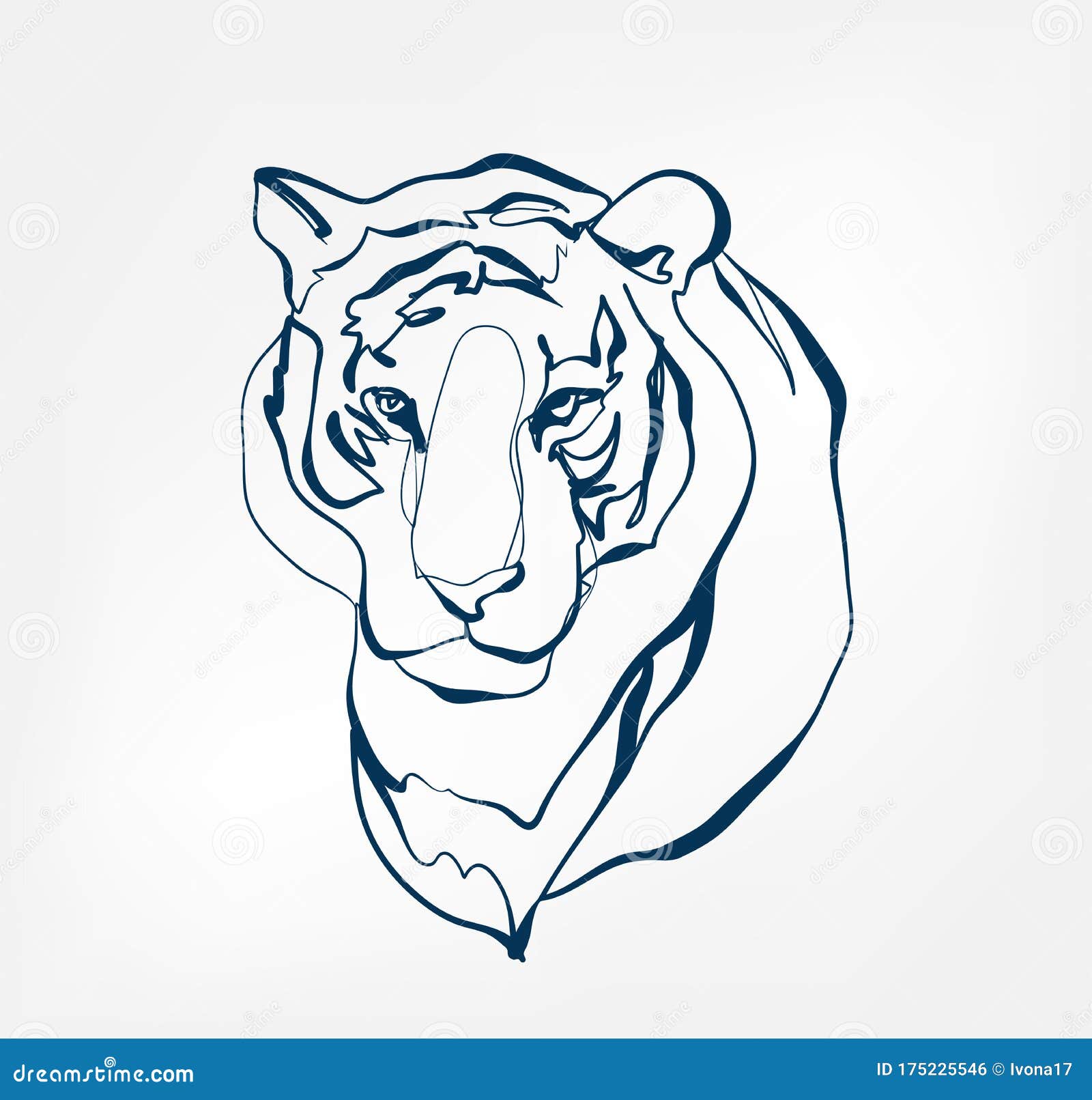 Tiger Vector Animal Wild One Line Design Stock Illustration ...