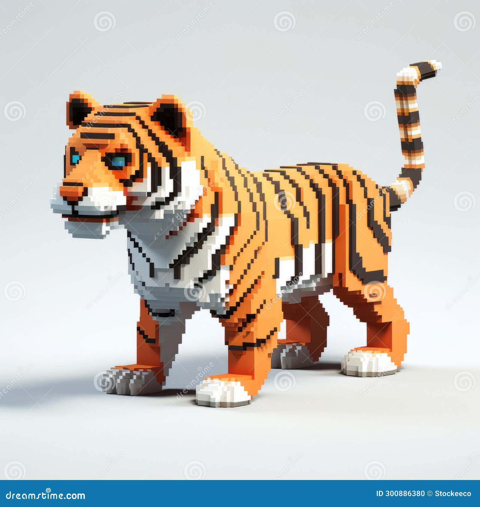 Pixel Tiger: a Vibrant Vray Style Animal with Realistic Detailing Stock ...