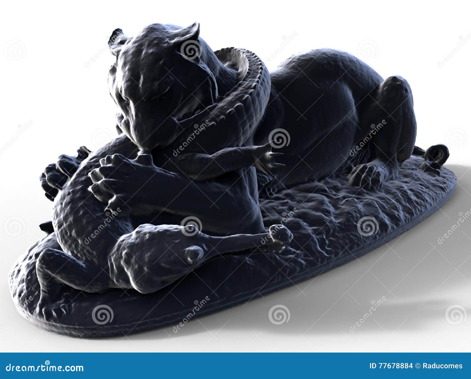 Tiger Vs Alligator Sculpture Stock Illustration - Illustration of ...