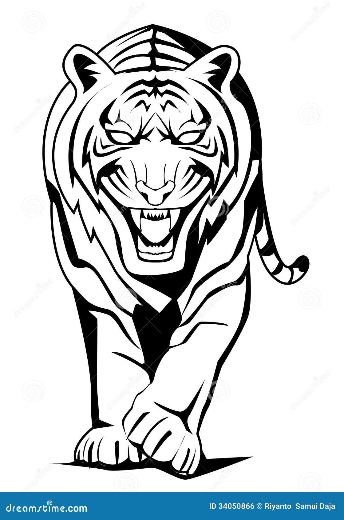 Tiger walk stock vector. Illustration of jungle, mammal - 34050866