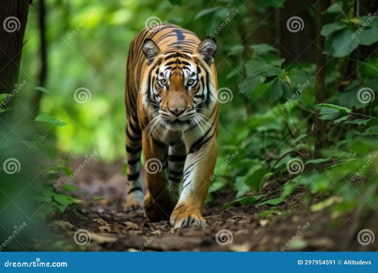 A Tiger Walking Alone in the Jungle Stock Image - Image of alone ...