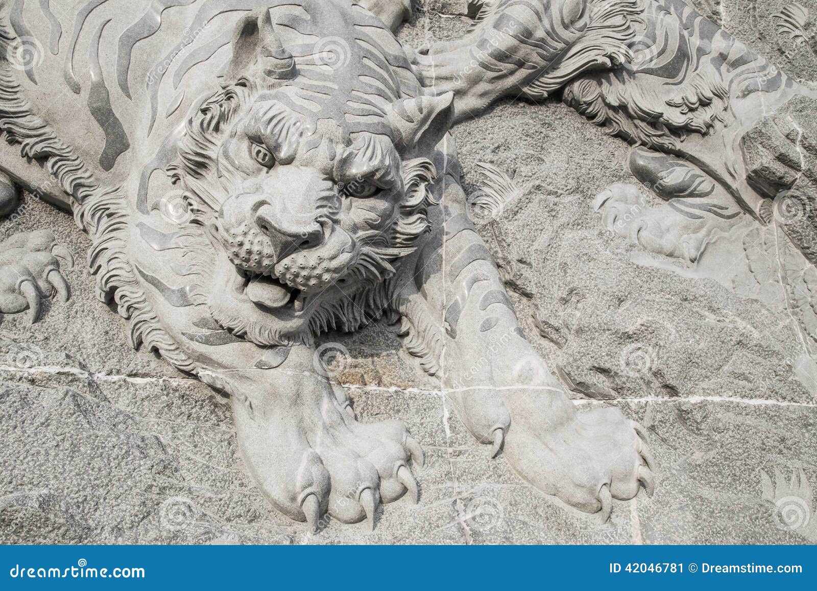 Tiger on Wall by Stone Carving Stock Image - Image of history, ornament ...
