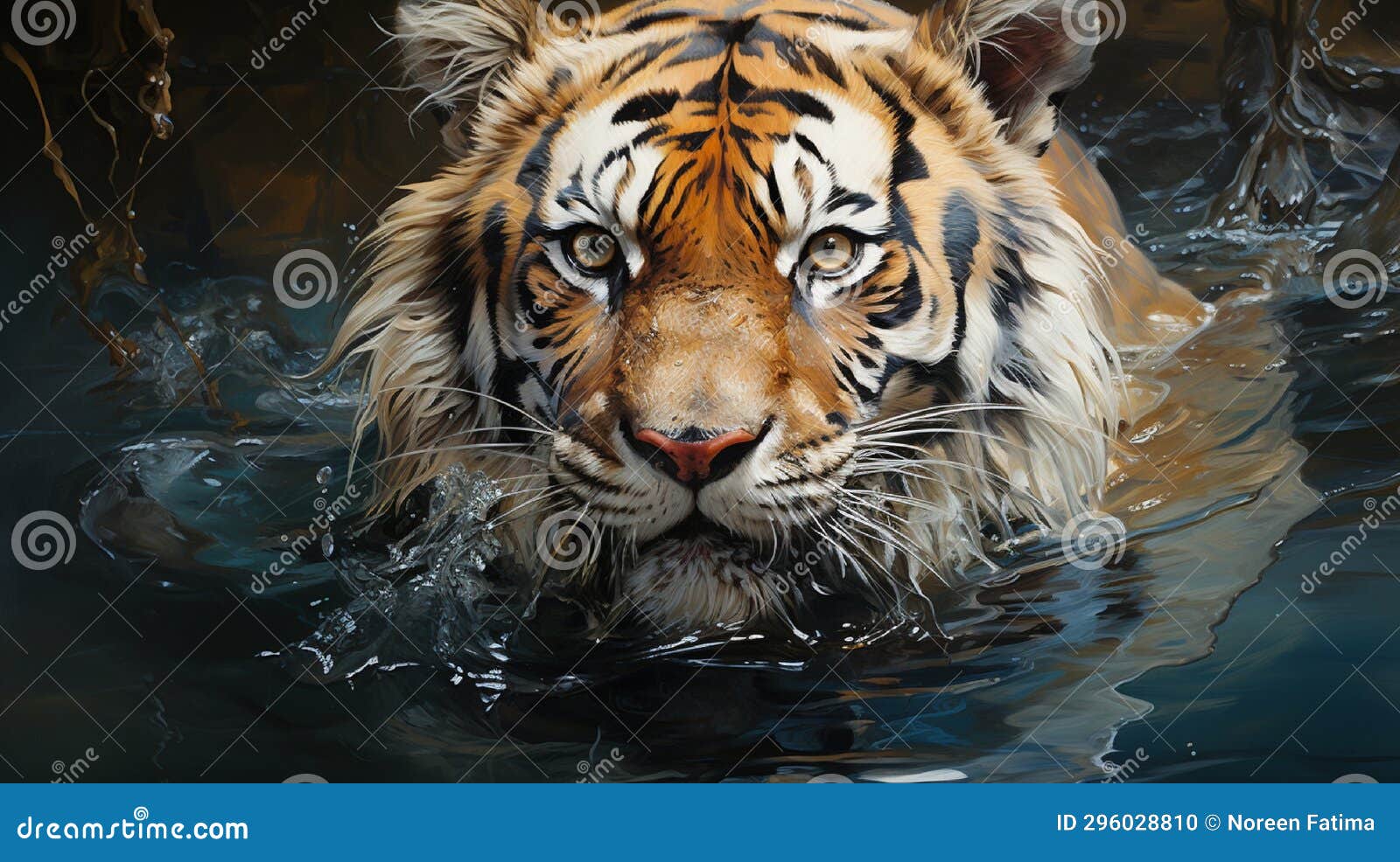 Tiger water painting stock illustration. Illustration of lion - 296028810