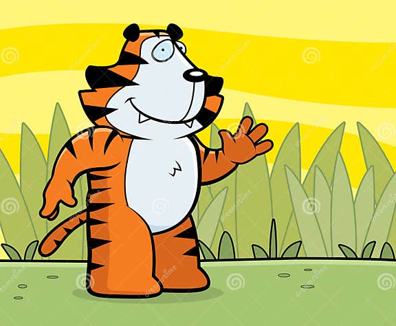 Tiger Waving stock vector. Illustration of greeting, bushes - 15076788