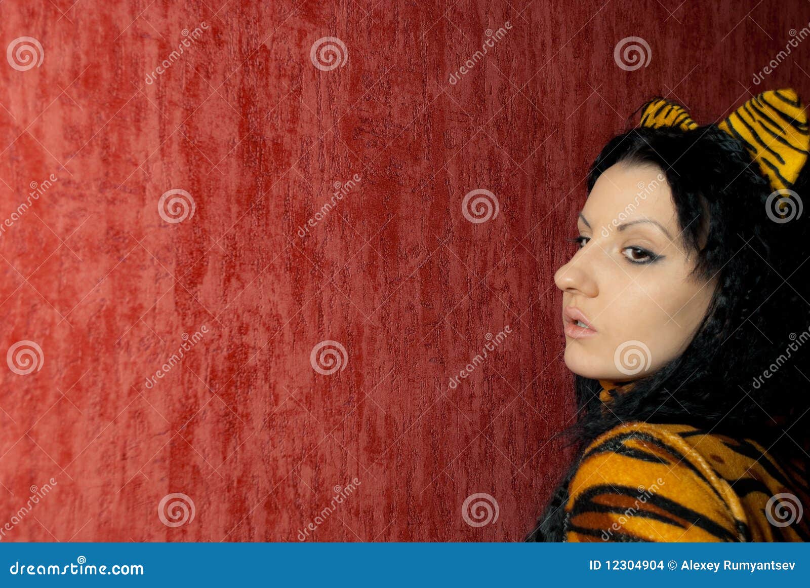 Tiger woman stock photo. Image of hair, blue, attractive - 12304904