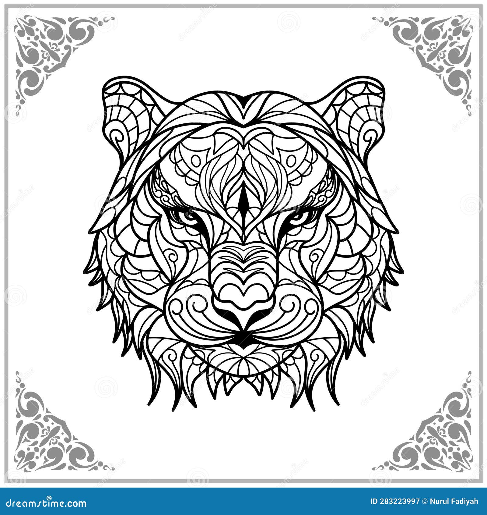 Tiger Zentangle Arts Isolated on White Background Stock Vector ...