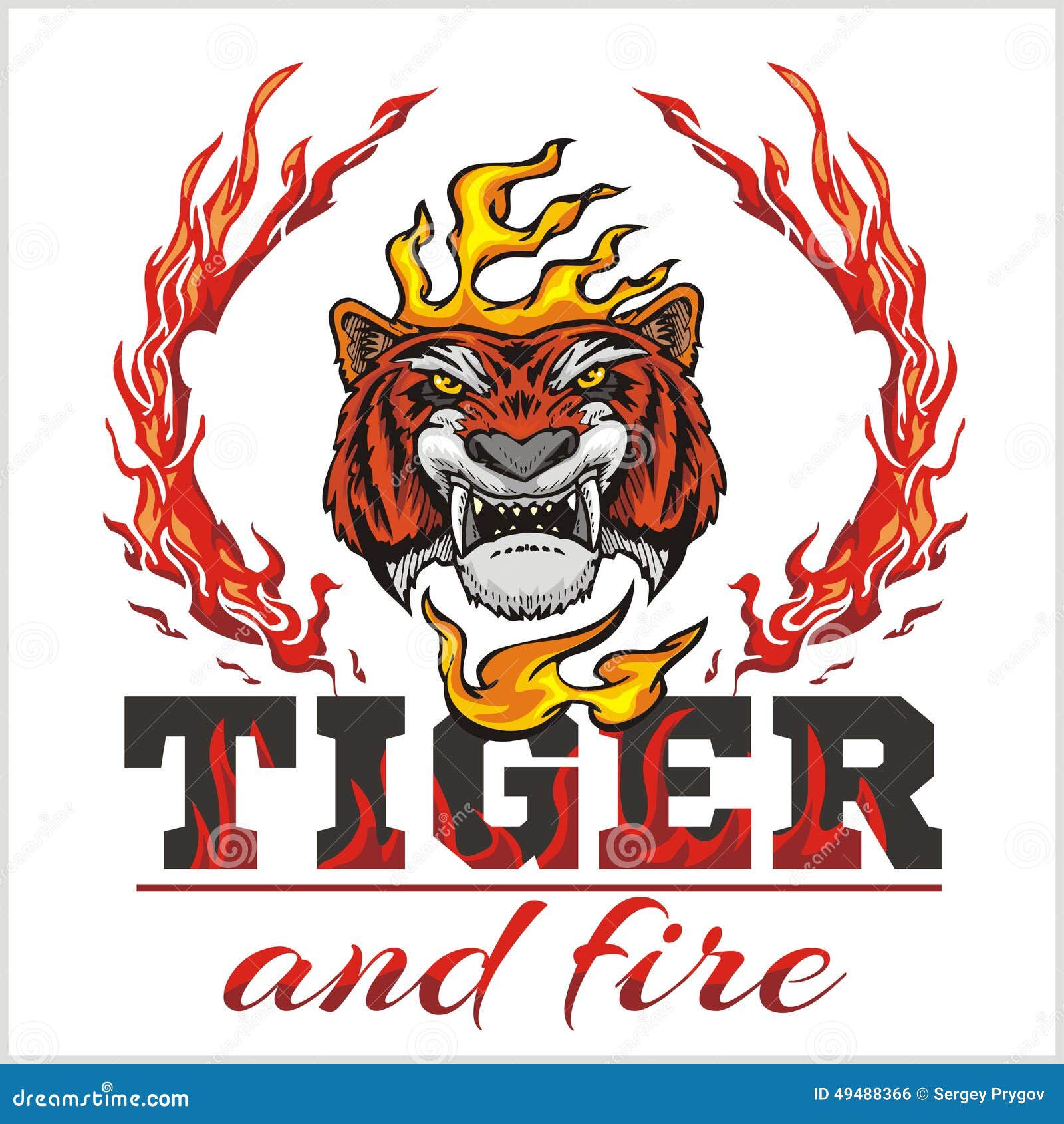 Tigerhaupthand Und -feuer - Vector Illustration Vektor Abbildung ...