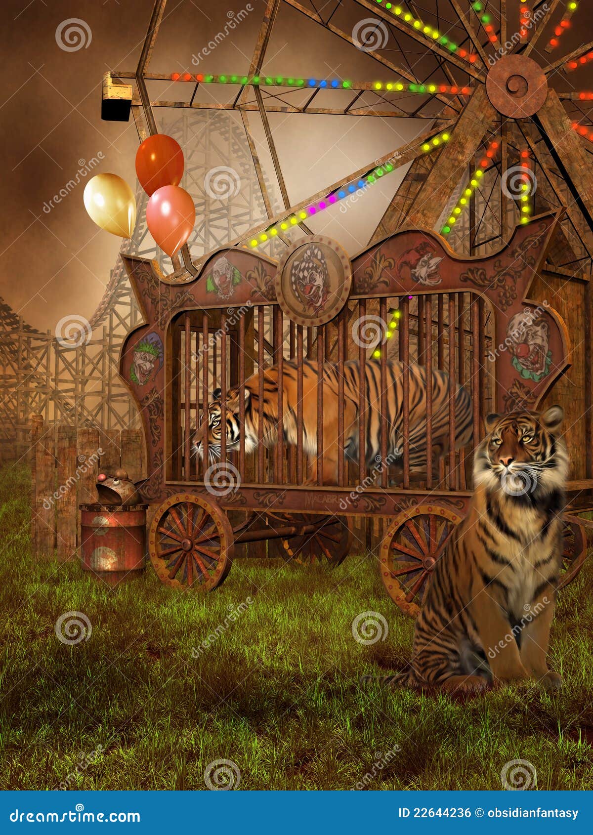 Tigers in a cage stock illustration. Illustration of tiger - 22644236