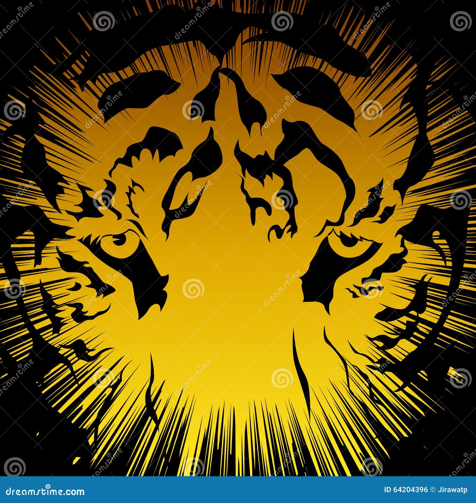 Tigers Head Black on a Yellow Background Color. Stock Vector ...