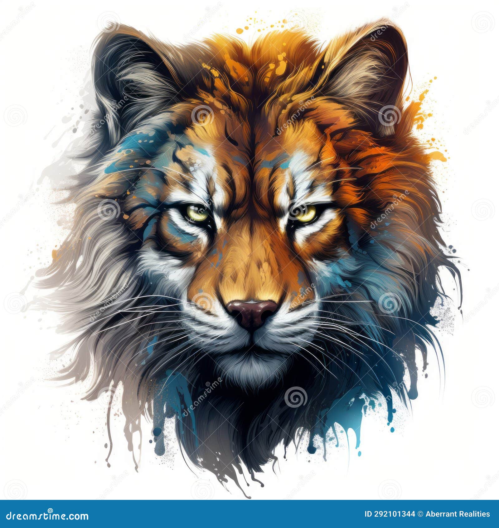 A Tigers Head is Shown in an Artistic Style Stock Illustration ...