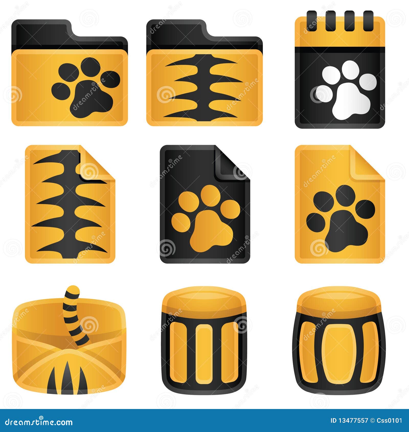 Tigers Icon Set stock illustration. Illustration of notepad - 13477557