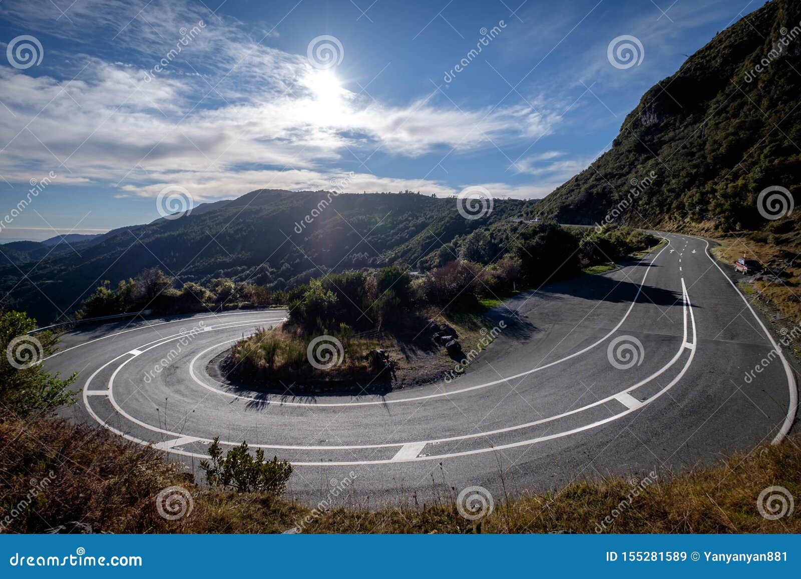 A Tight Bend Along Mountain Road Stock Image - Image of curve, pass ...