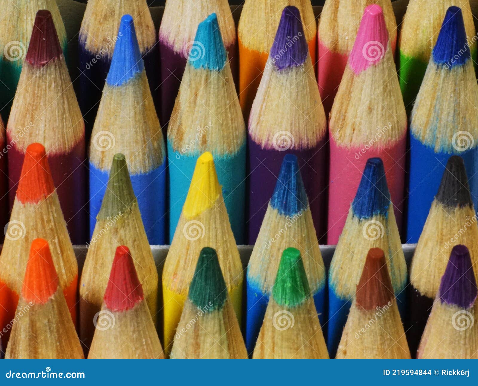 Tight Close Up of Colored Pencil Points from the Front. Stock Photo ...