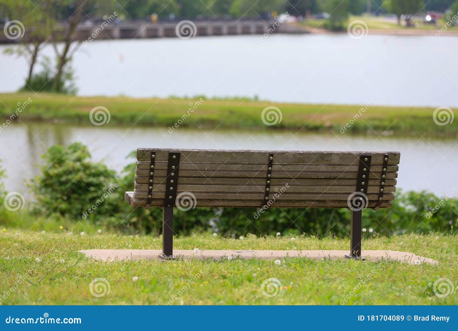 Tight Crop of Park Bench on Lake Stock Image - Image of oklahoma ...
