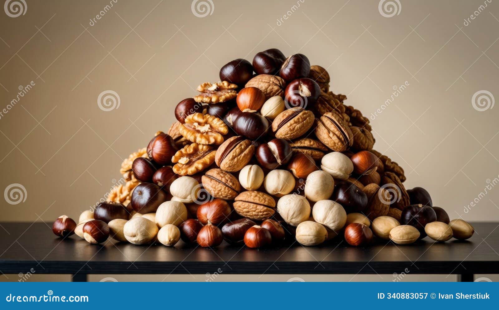 A Tight Shot Of Assorted Nuts Piled High On A Table. Royalty-Free Stock Photography ...