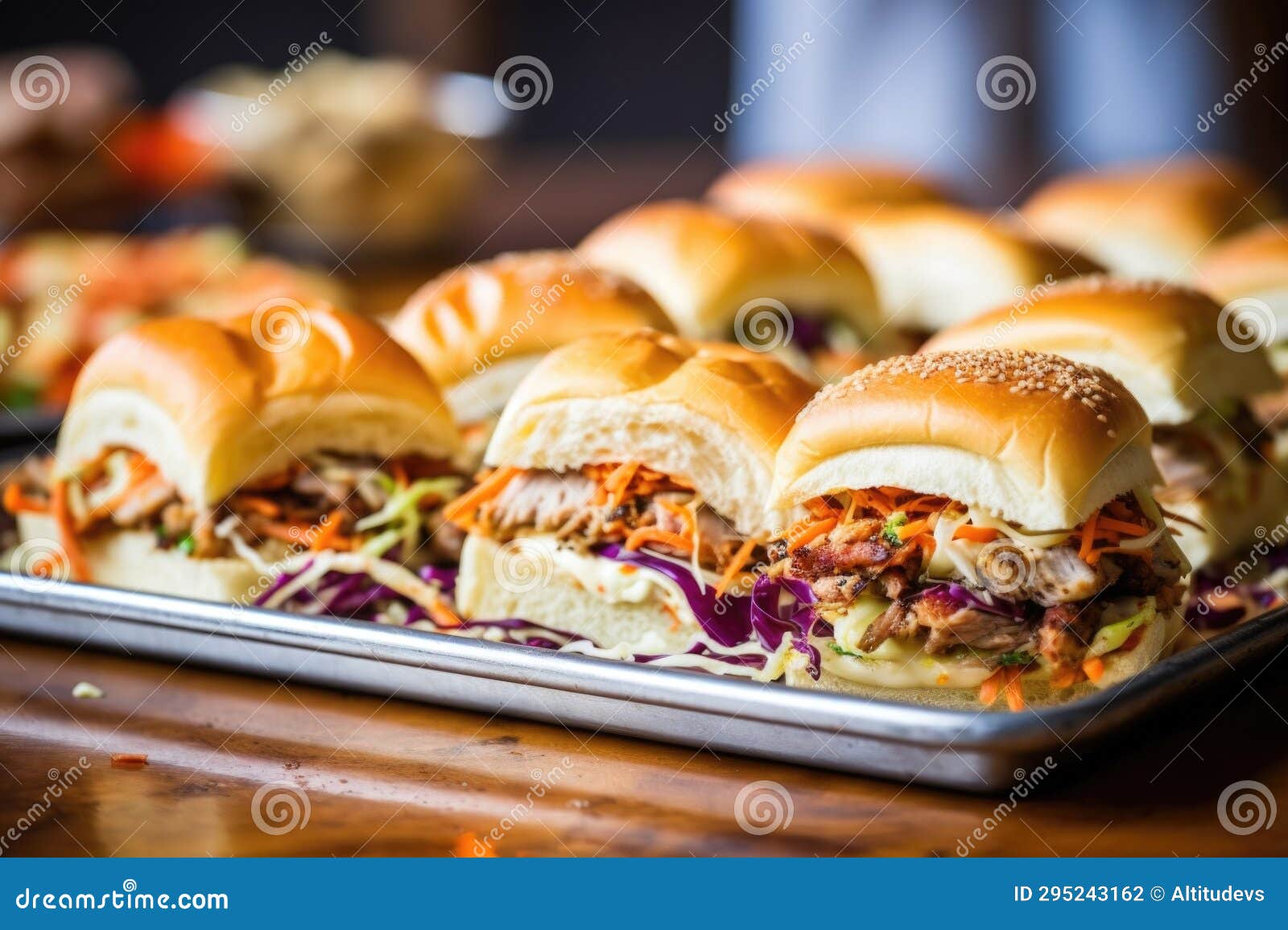 Tight Shot of a Bbq Slider in the Middle of a Full Tray Stock Photo ...