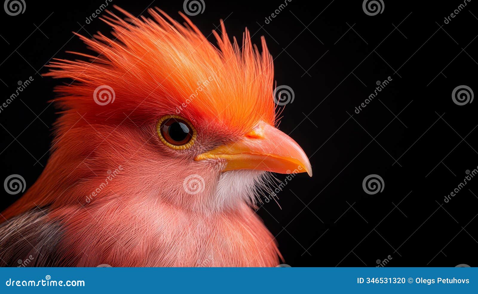 A Tight Shot of a Bird with an Orange Mohawk Crest and Orange Feathers ...