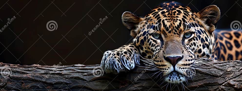 A Tight Shot of a Leopard on a Tree Branch, Head Reposing on the Branch ...