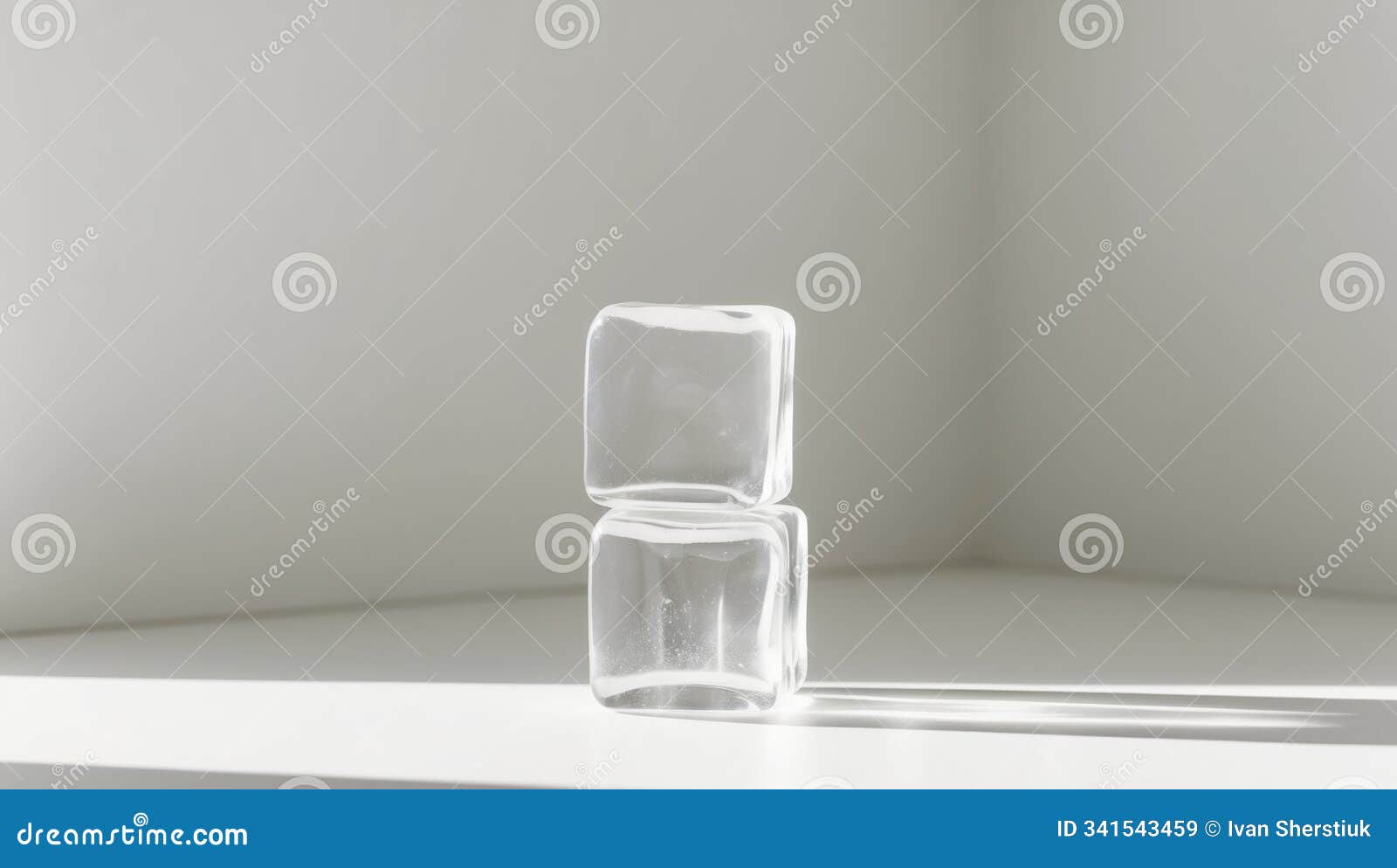 A Tight Shot of One Ice Cube Atop Another. Stock Image - Image of cream ...