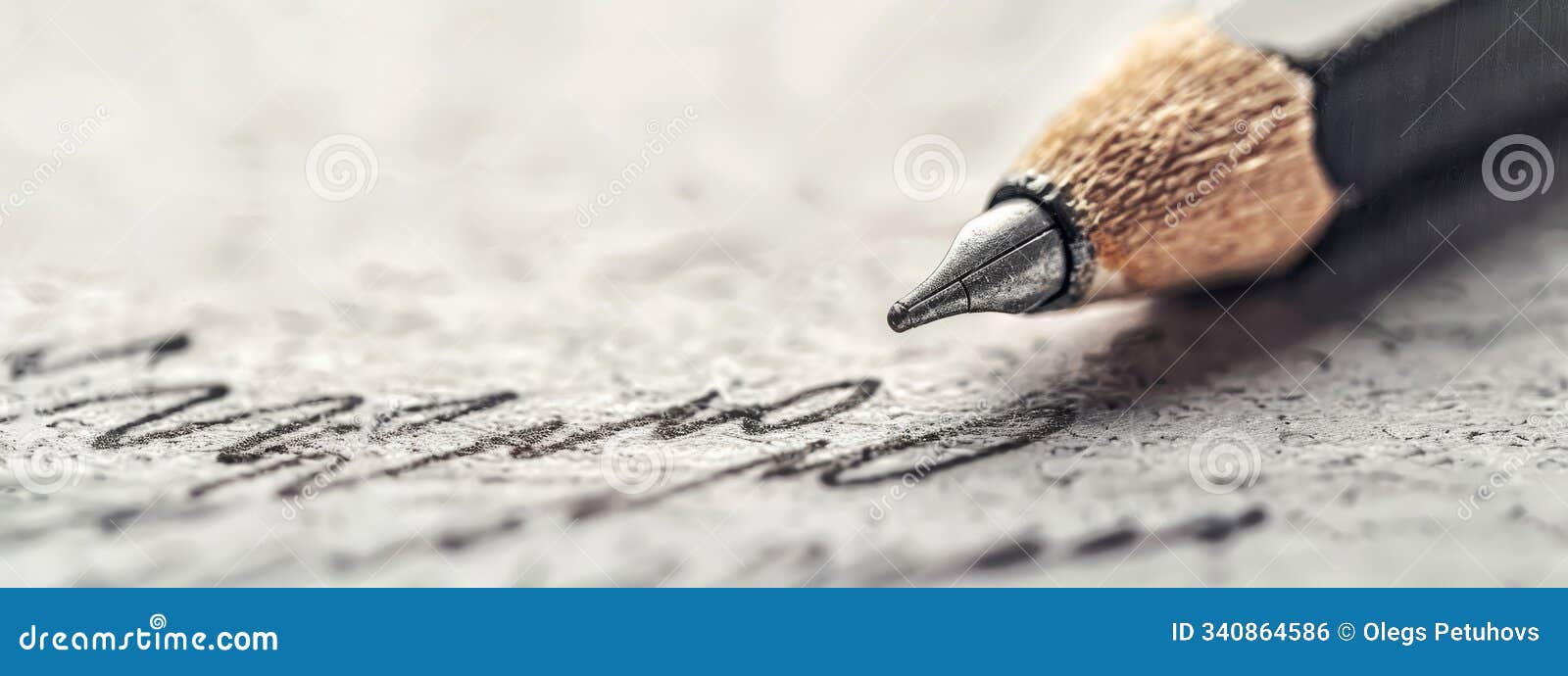 A Tight Shot of a Pencil Hovering Above Lined Paper, Inscription in ...