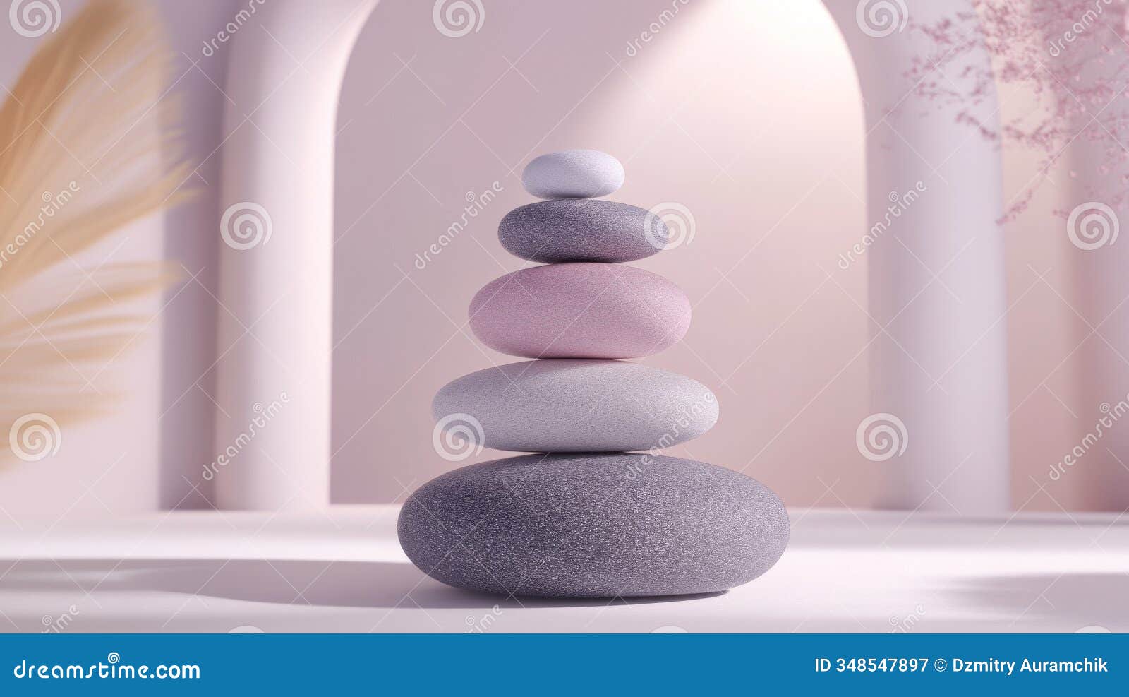 A Tight Side View of Zen Pebbles Arranged in a Stack on a White Surface ...