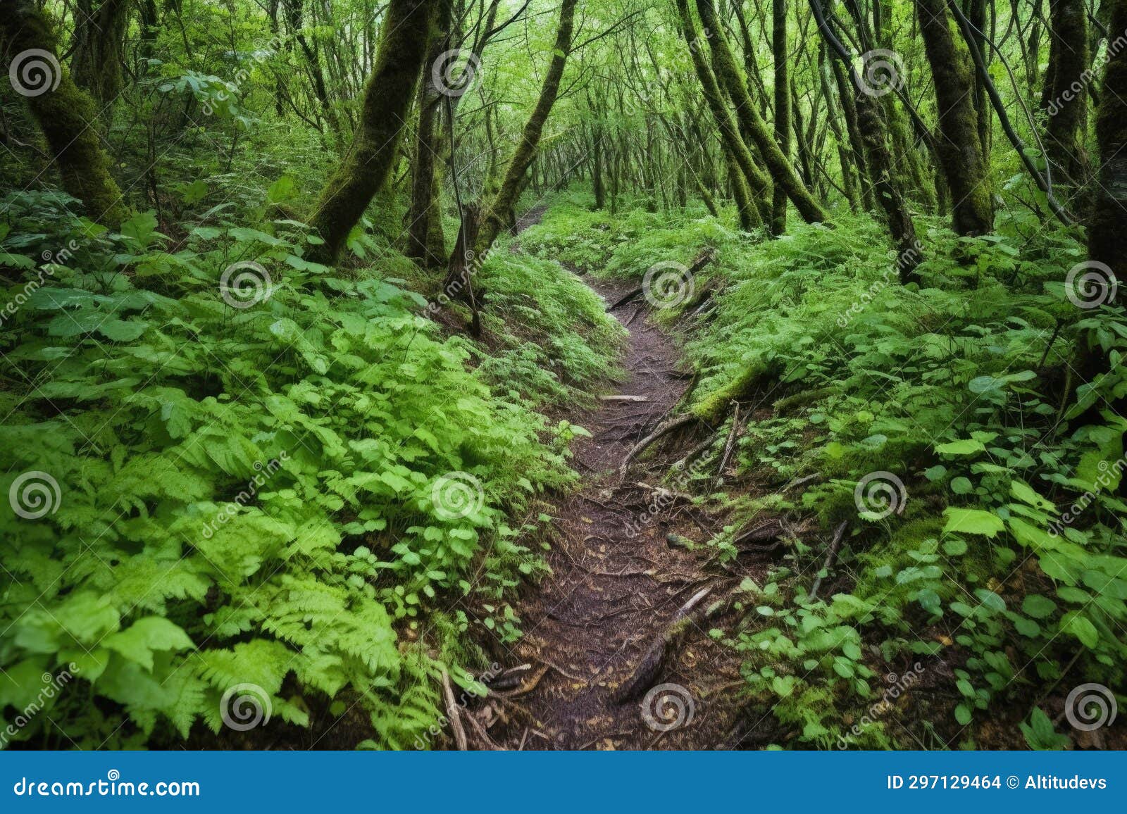 Tight Singletrack Splitting Dense Underbrush Stock Photo - Image of ...
