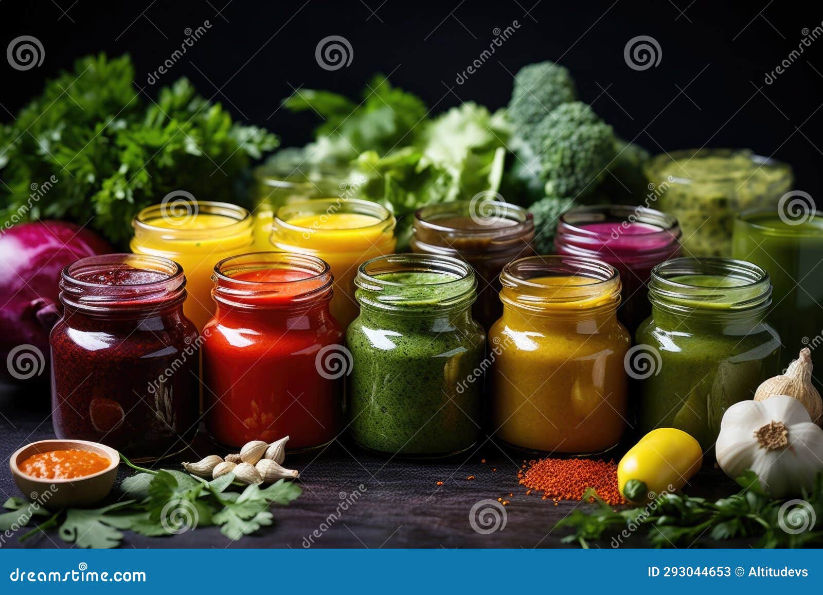 Tightly Closed Jars with Variety of Veggie Purees Stock Image - Image ...