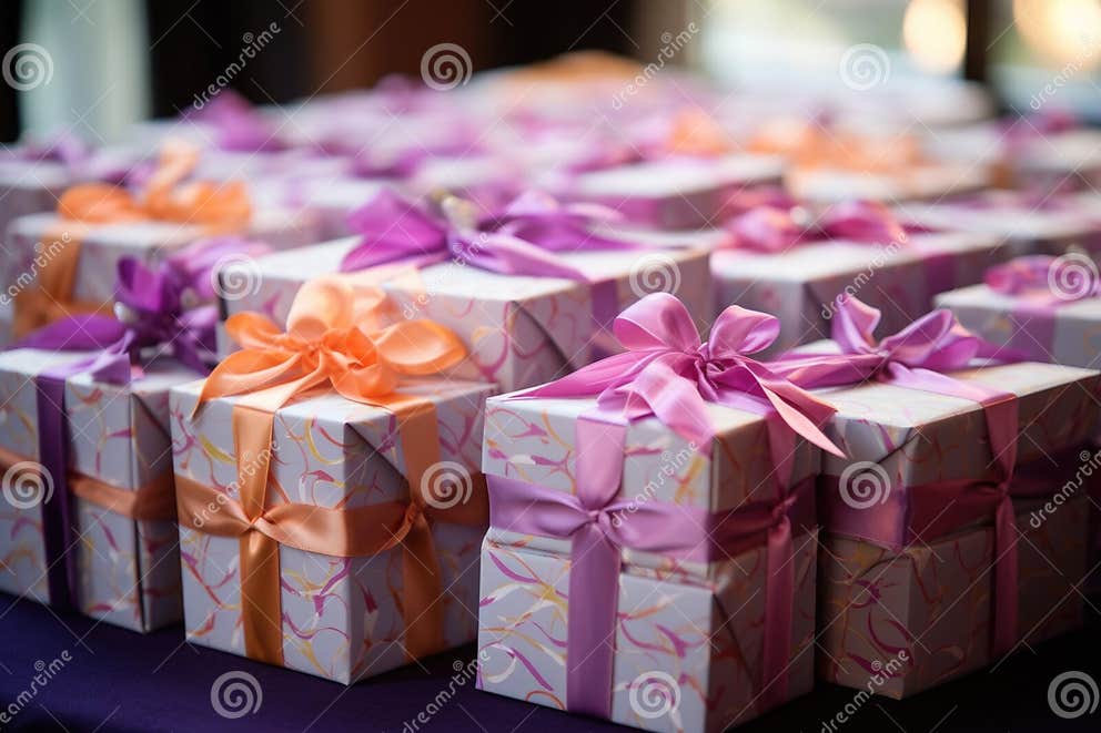 Tightly Packed Gift Boxes from a Wedding Reception Stock Photo - Image ...