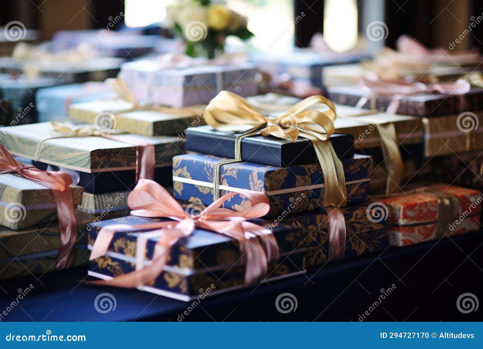 Tightly Packed Gift Boxes from a Wedding Reception Stock Photo - Image ...