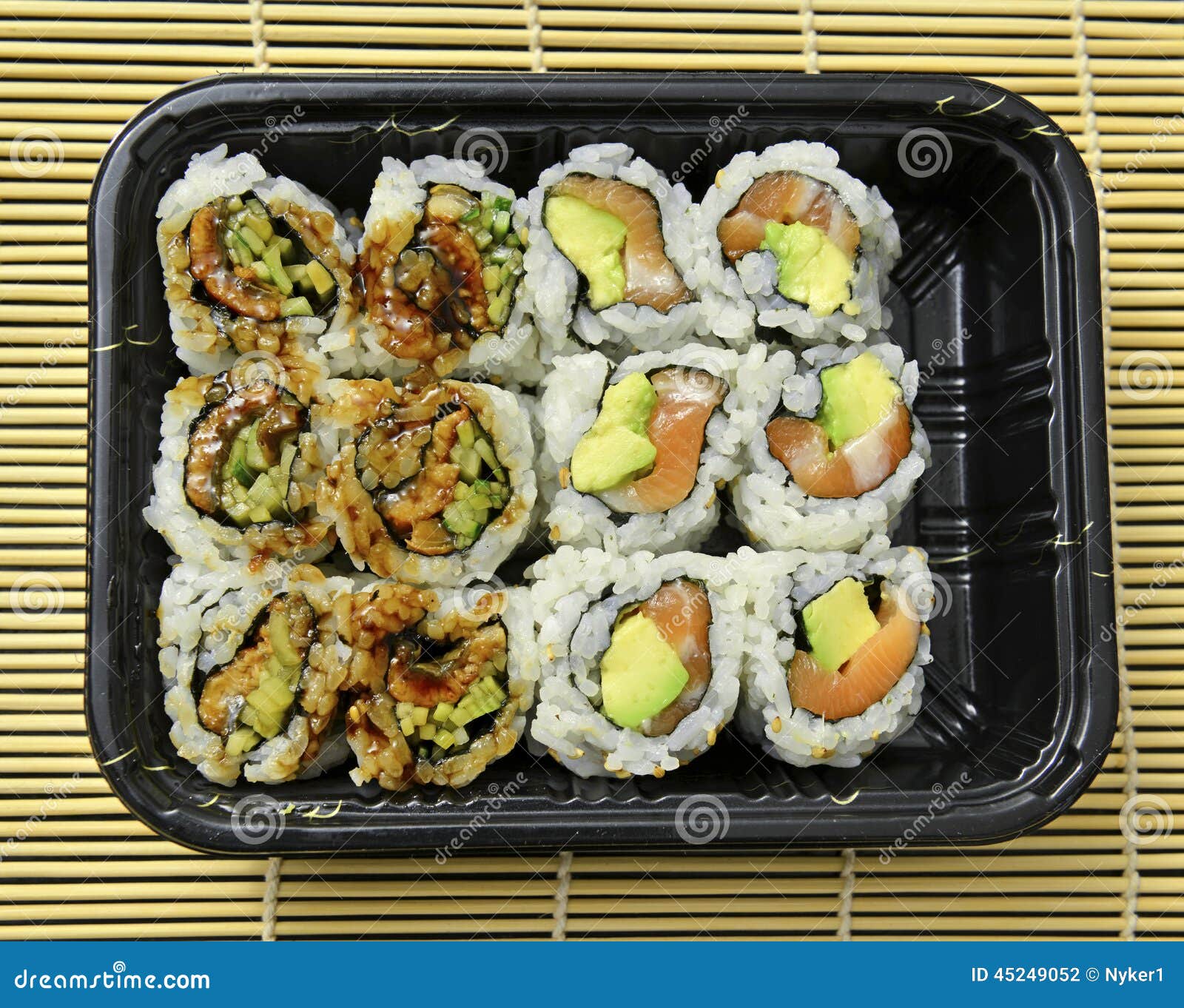 Tightly Packed Sushi Rolls on Platter Stock Photo - Image of asian ...