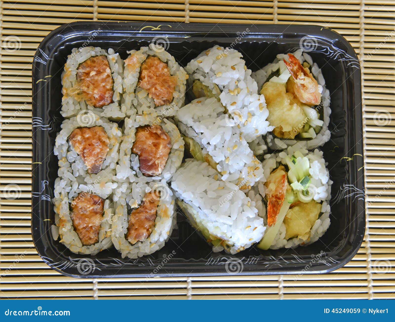 Tightly Packed Sushi Rolls on Platter Stock Image - Image of korea ...