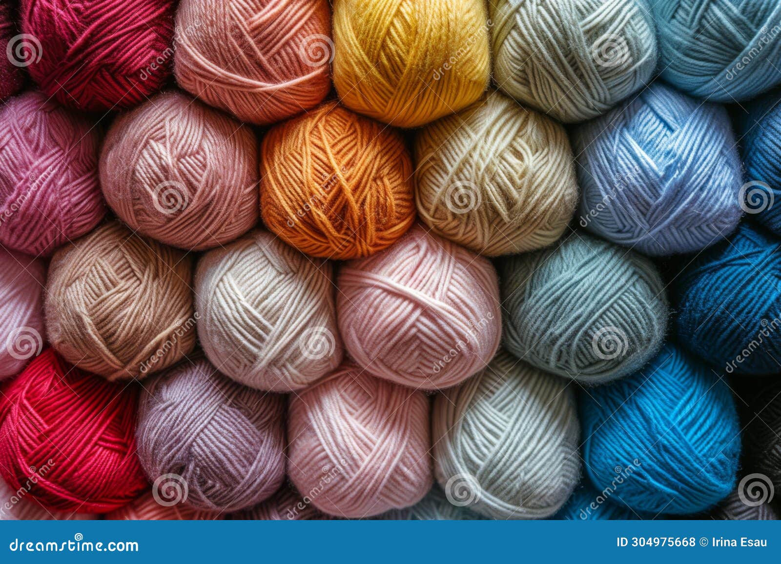 Tightly Packed Various Colored Yarn Balls. Stock Photo - Image of cozy ...