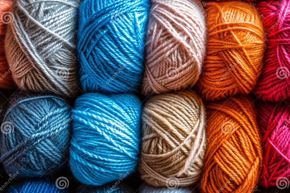 Tightly Packed Various Colored Yarn Balls. Stock Photo - Image of ...