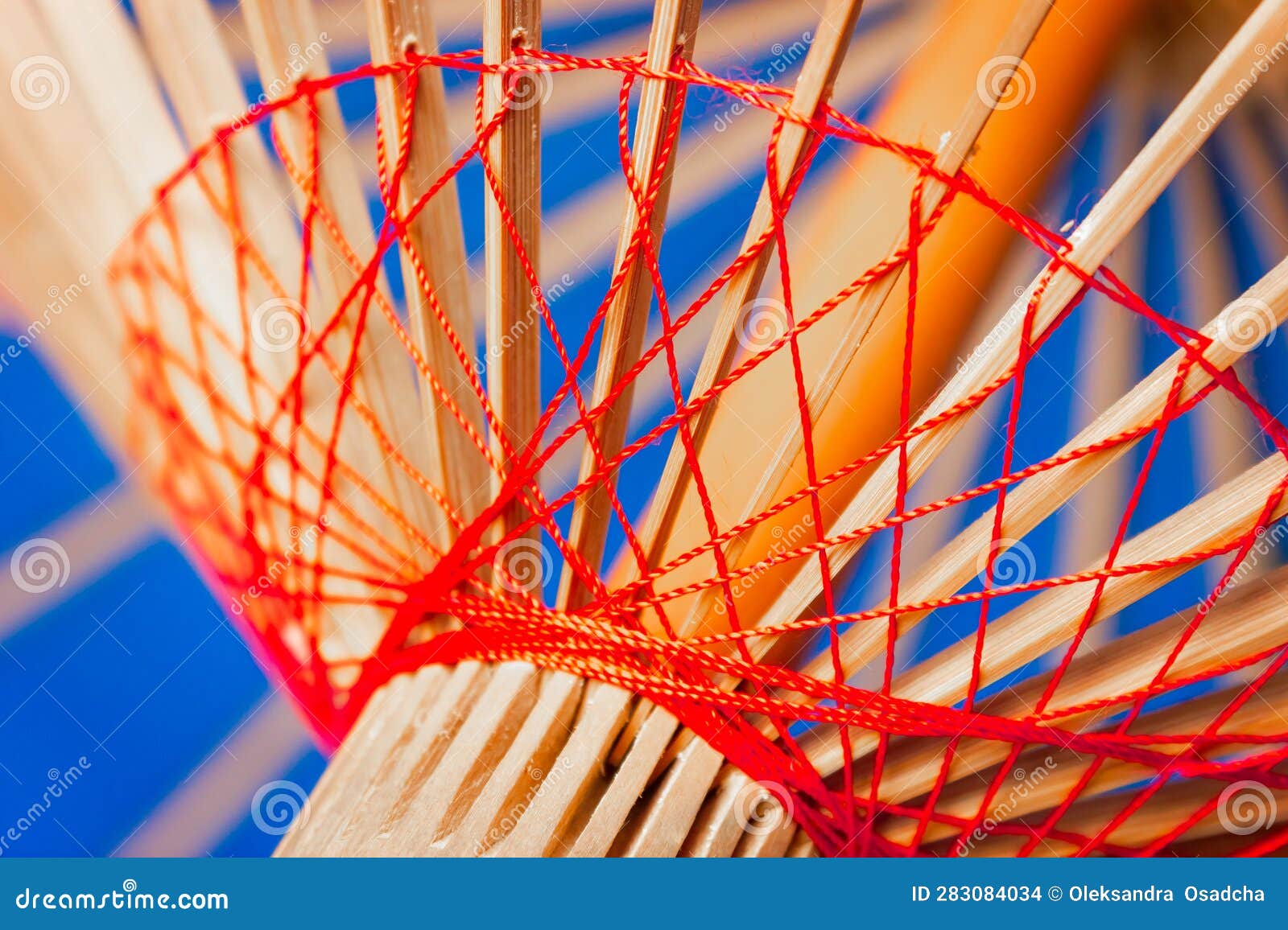 Tightly Woven Red Threads. Interlacing of Threads in the Form of a ...