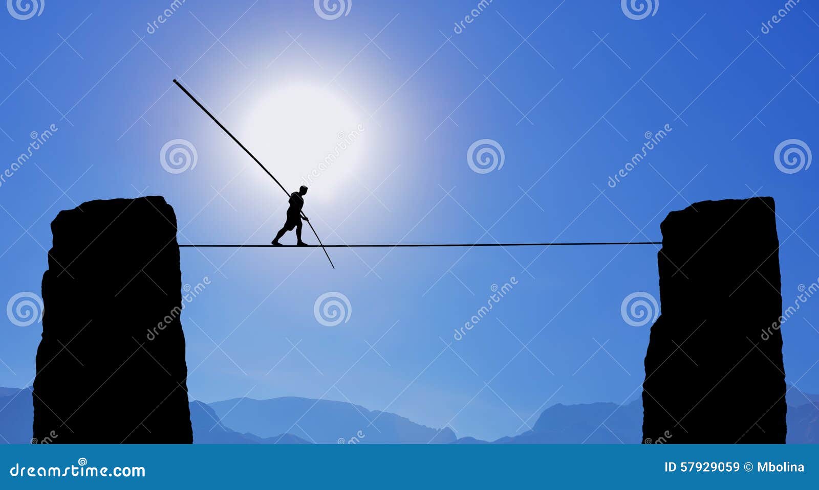 Tightrope Walker Balancing on the Rope Stock Image - Image of ...