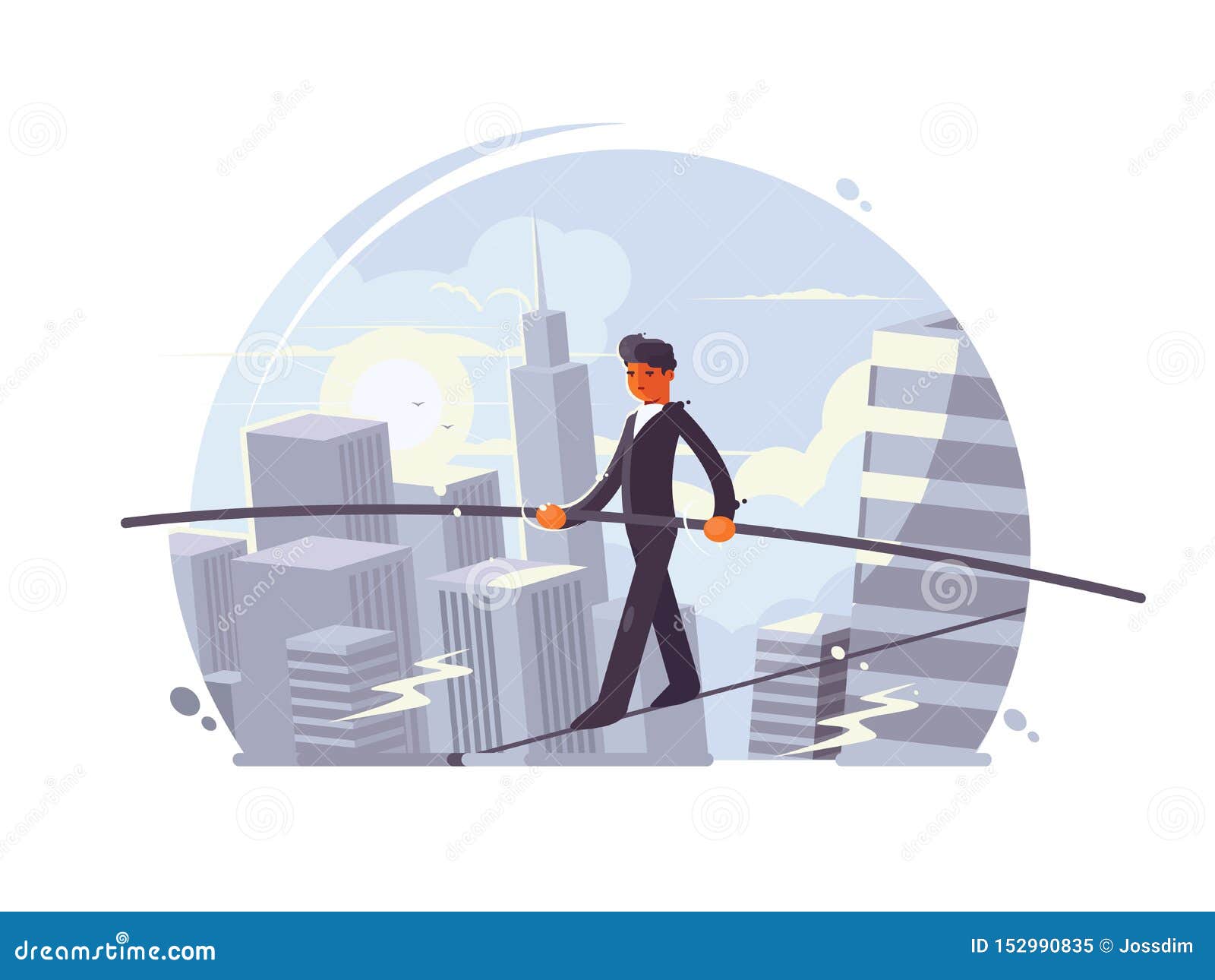 Tightrope Walker Balancing With A Pole Cartoon Vector | CartoonDealer ...