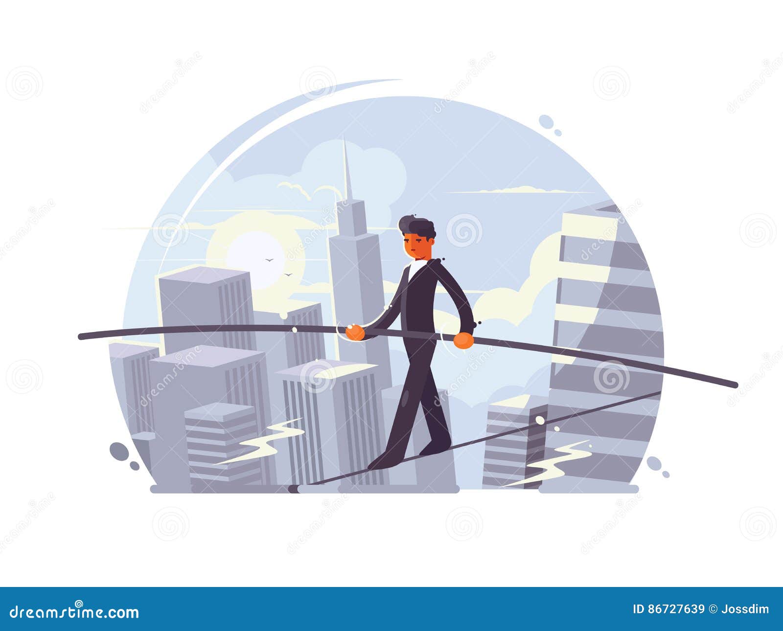 Tightrope Walker, Isolated On White Background Vector Illustration ...