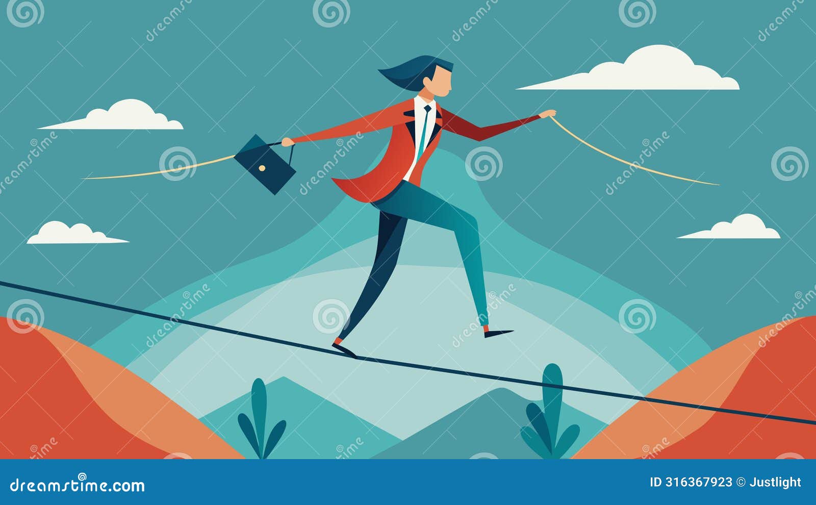 A Tightrope Walker With Intense Focus Representing The Constant ...