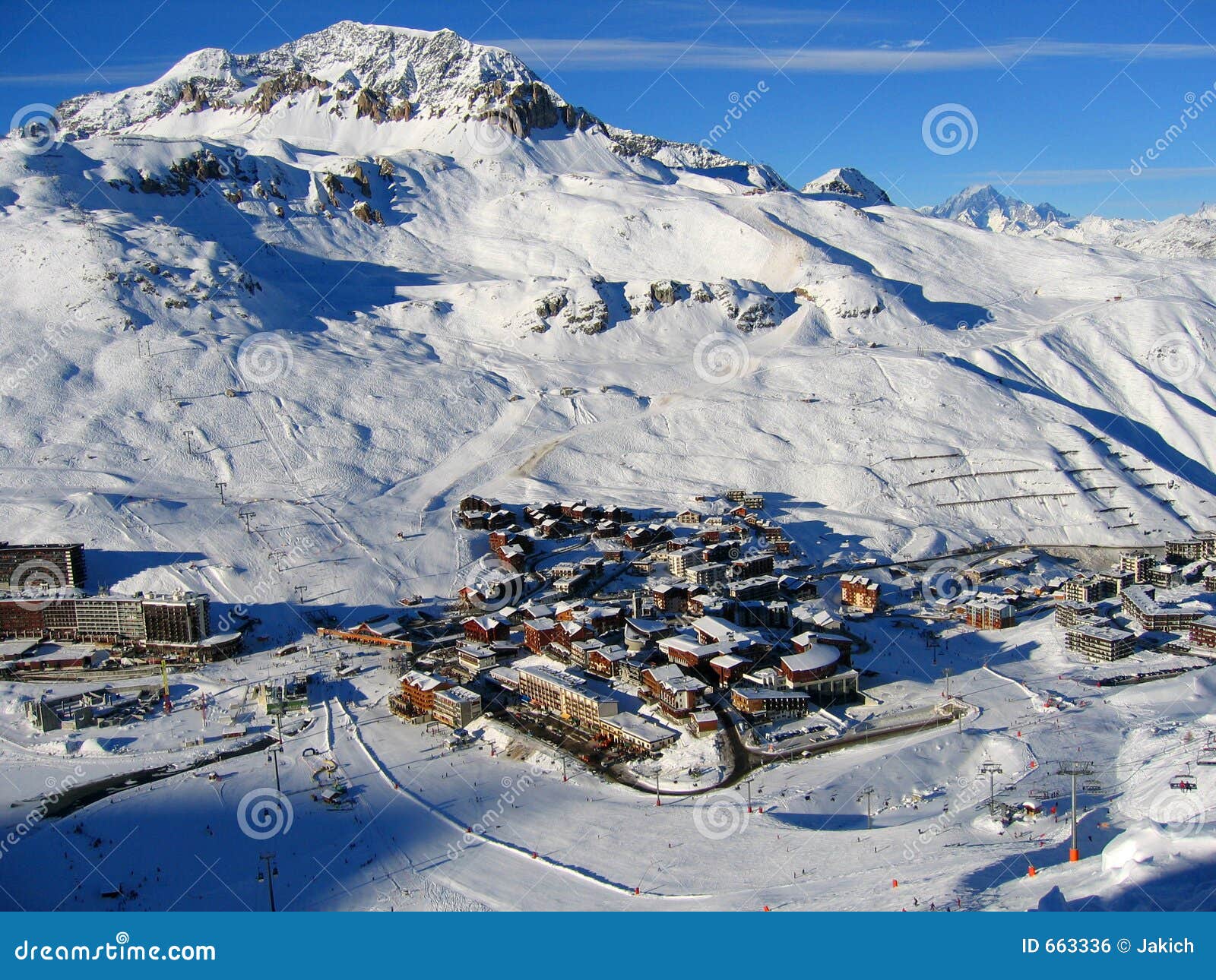 Tignes - Ski town stock photo. Image of ridge, altitude - 663336