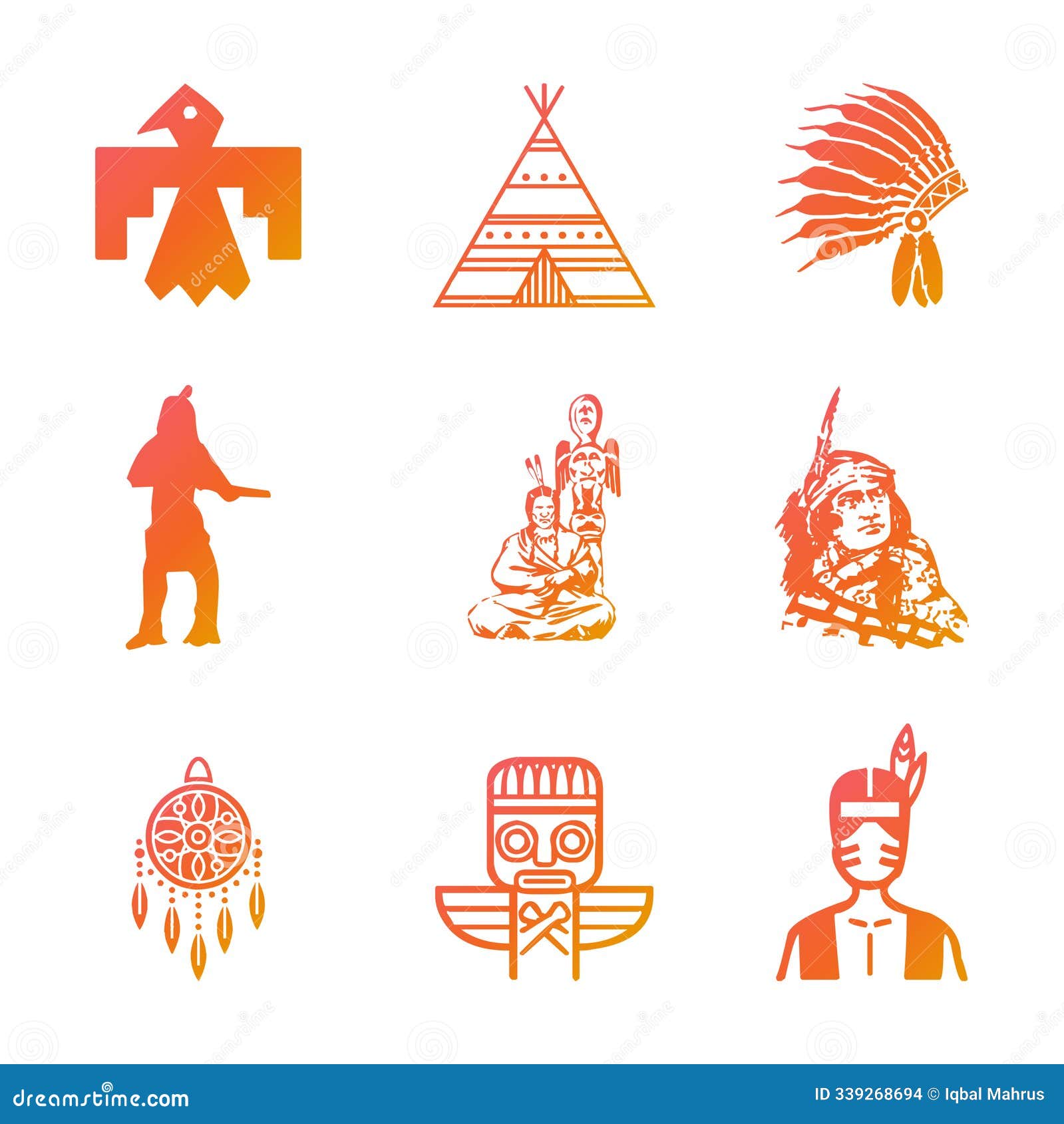 Indian Tribe Icon Mega Bundle Stock Illustration - Illustration of ...