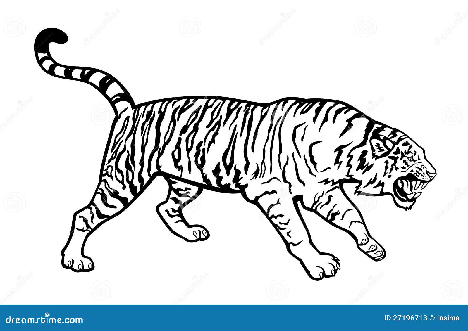 Tigre blanco y negro ilustración del vector. Ilustración de despredador ...