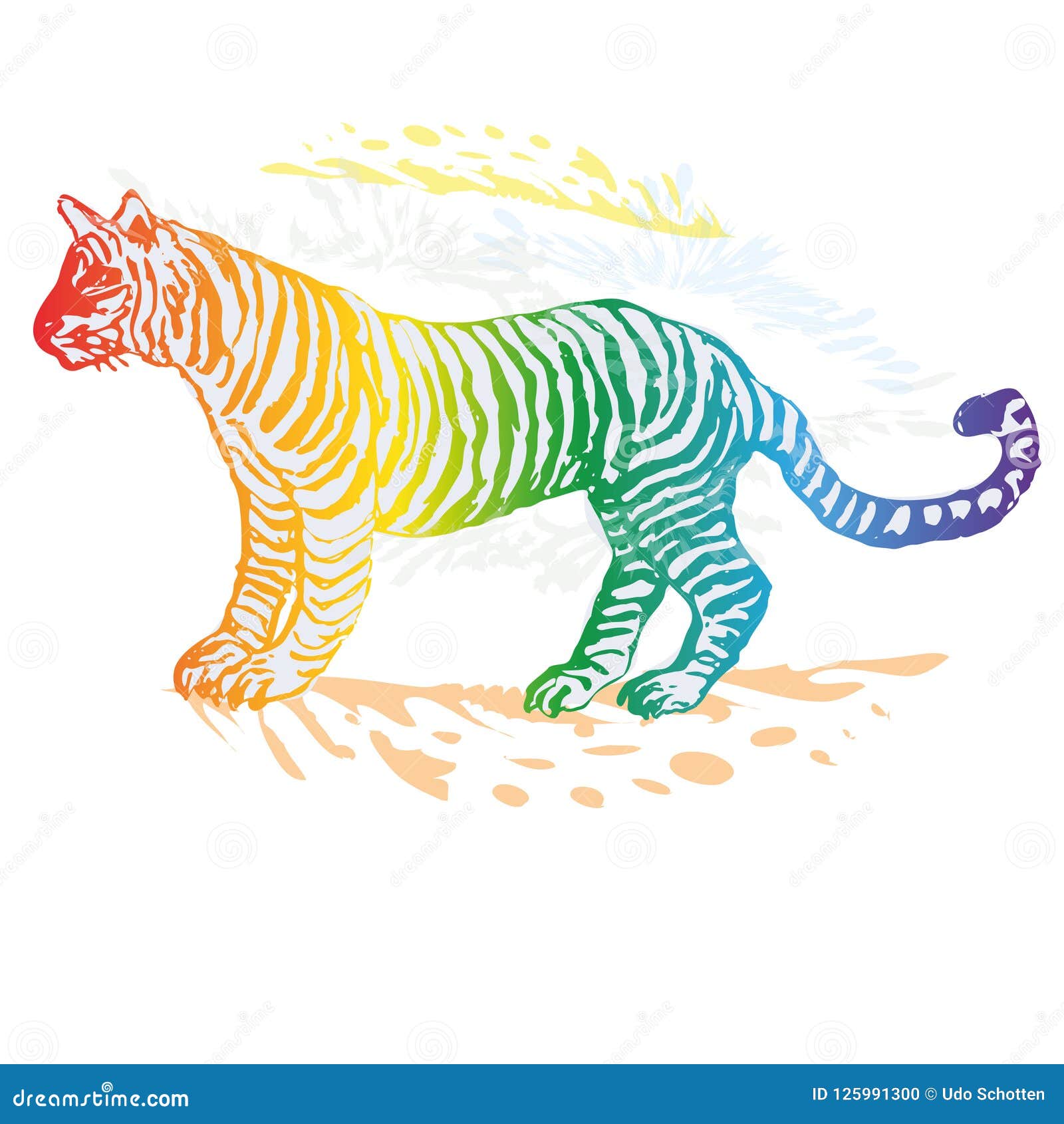 Tigre Con Colores Del Arco Iris Ilustración del Vector - Ilustración de ...