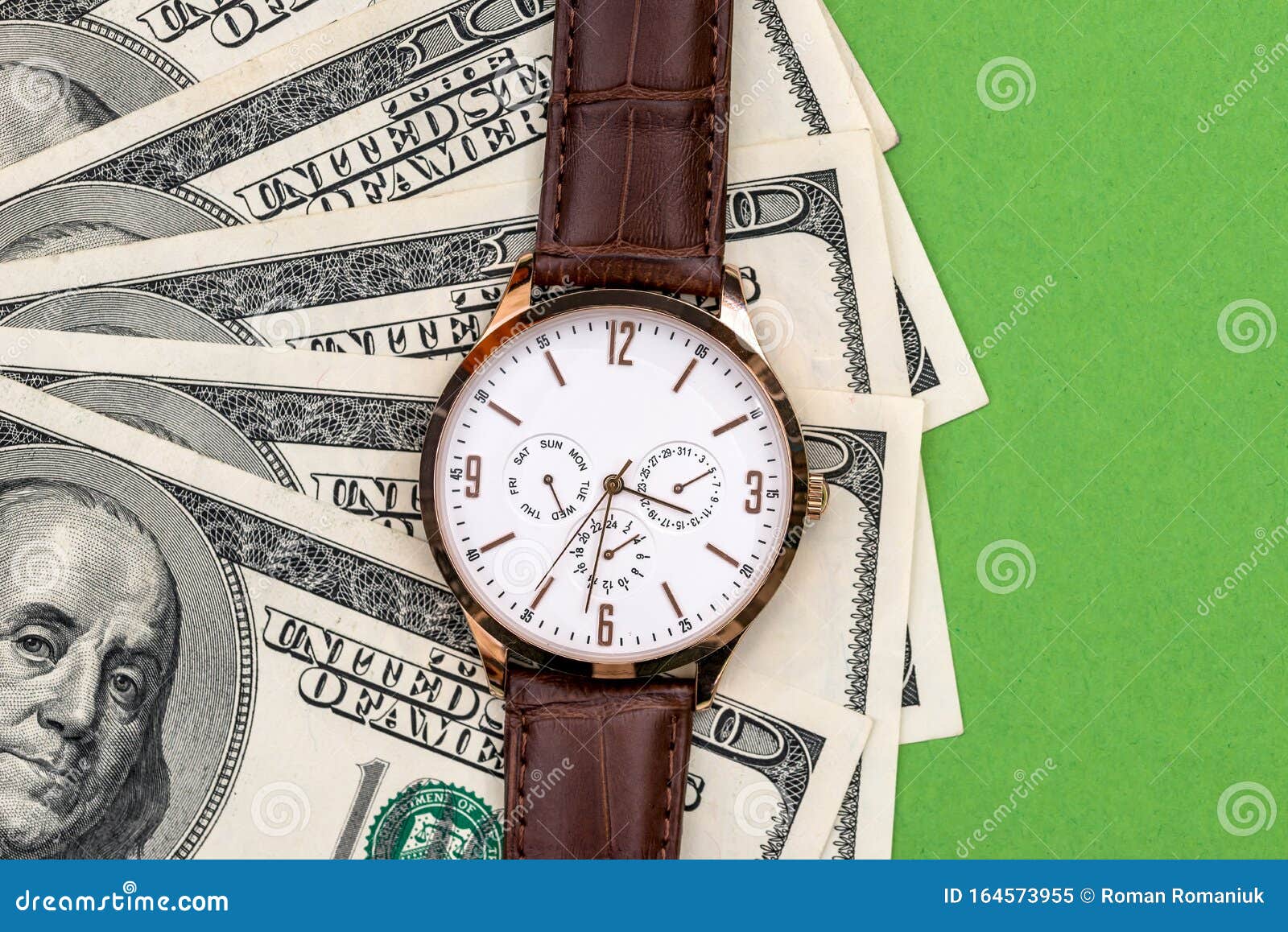 "Tijd is Geld"concept, Geïsoleerd Op Groen Stock Afbeelding - Image of ...