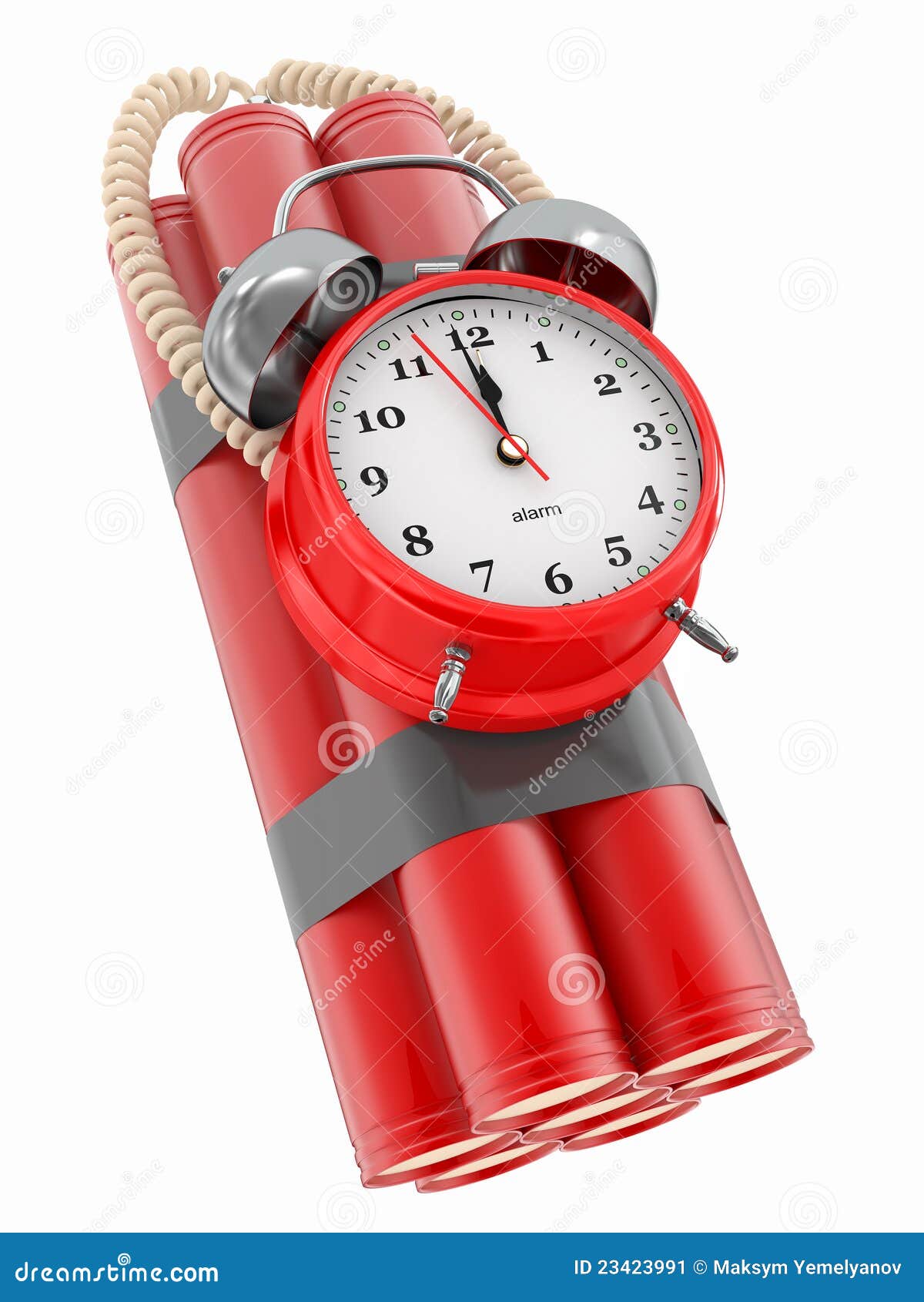 Tijdbom Met Wekkerdetonator. Dynamit. 3d Stock Illustratie ...