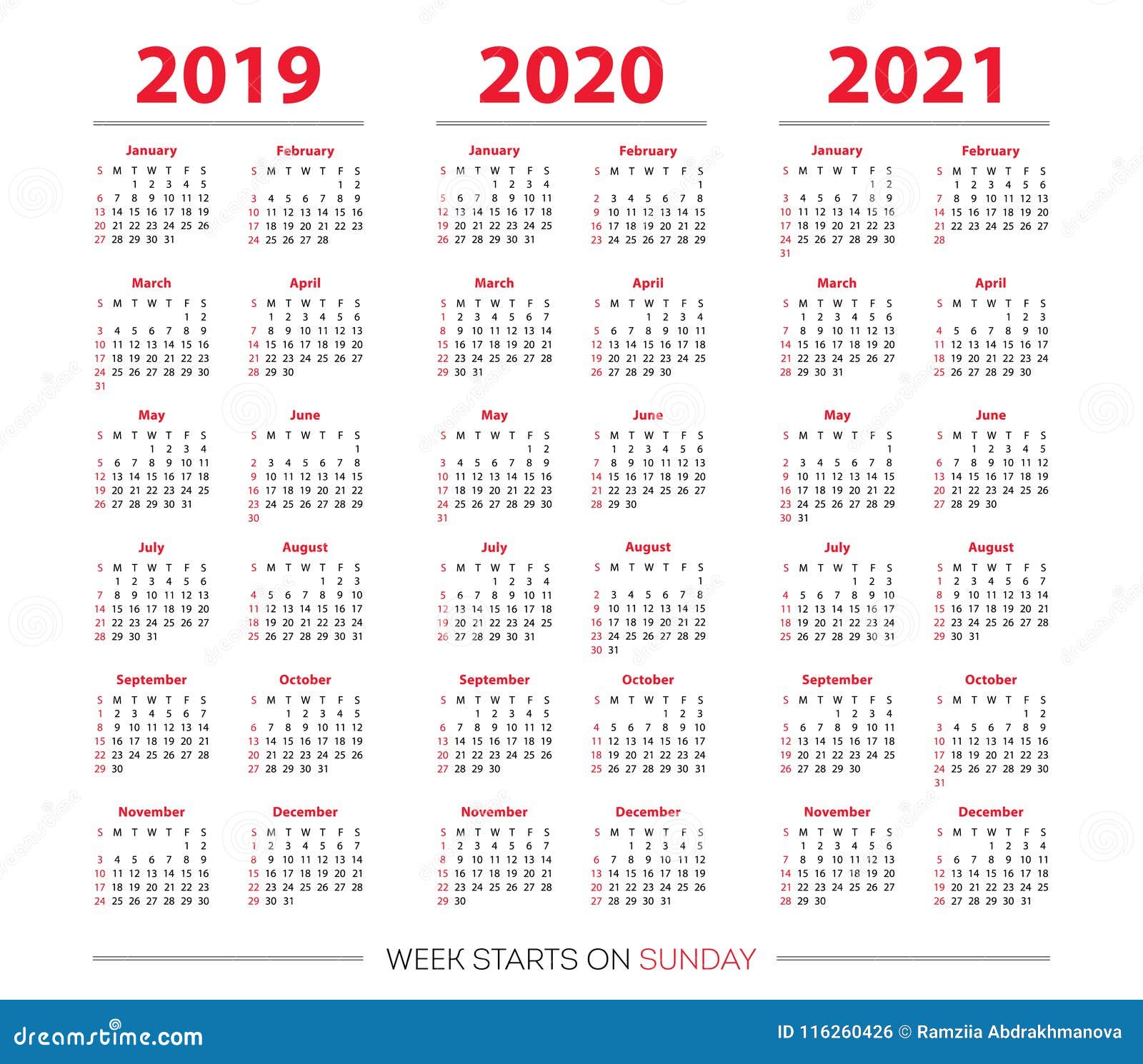 Tijdschema De Reeks Van 2019, Van 2020 En Van 2021 Het Begin Van De ...
